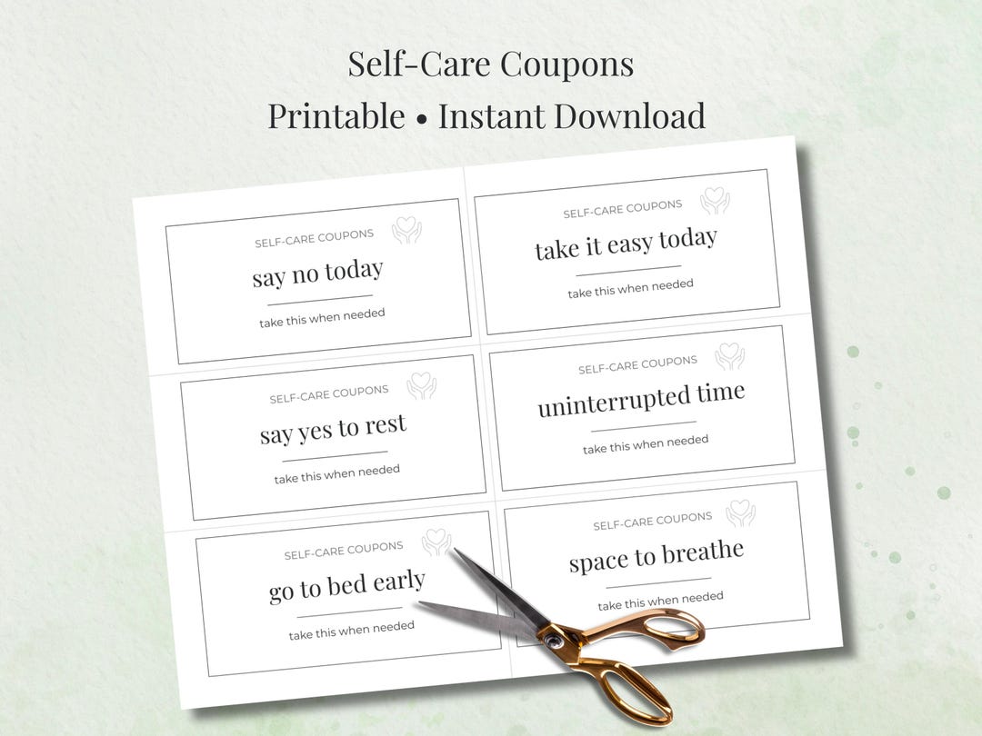 Self-care Coupons Printable – Minimal Self Love Coupon Book, Wellness ...