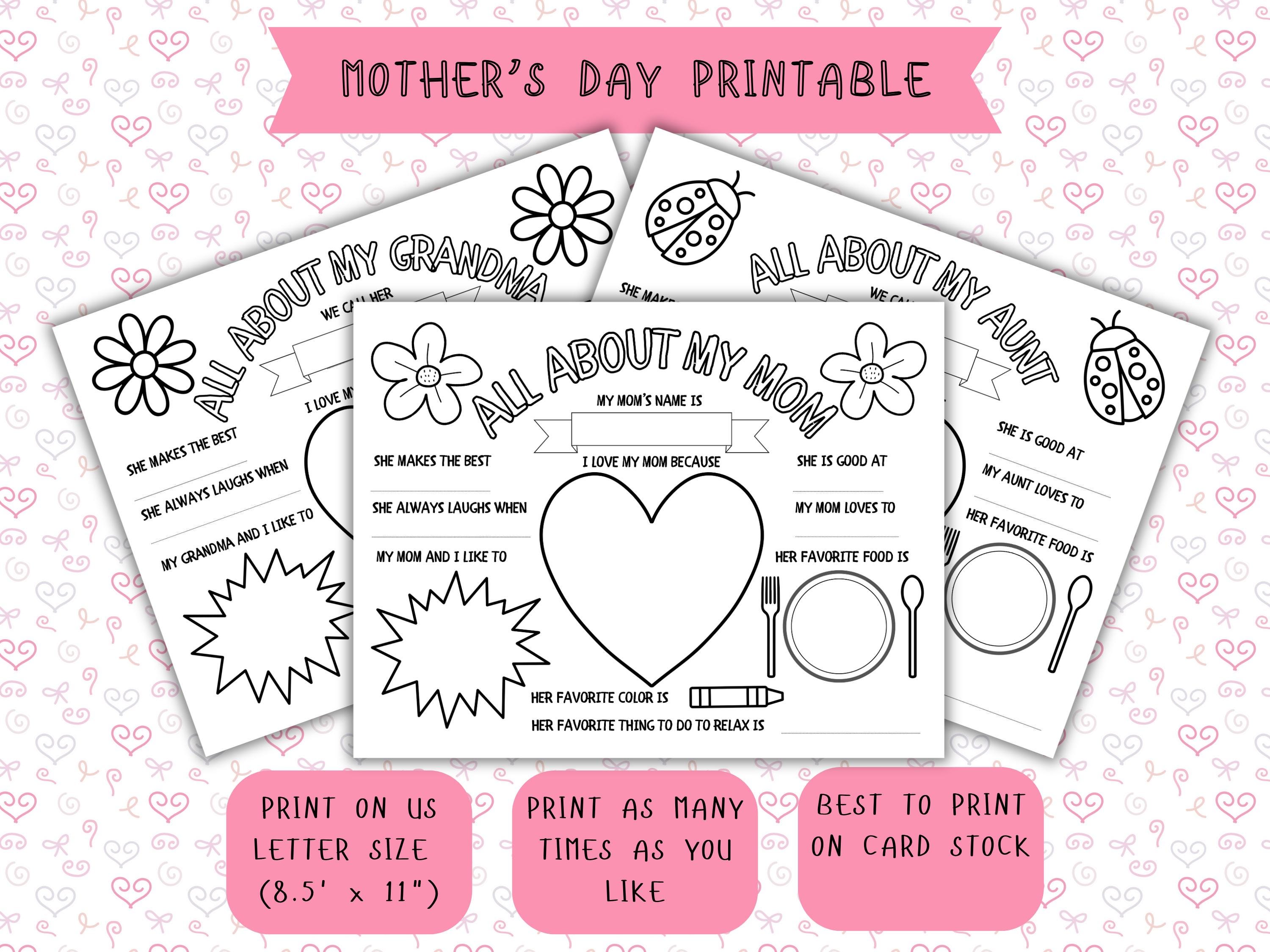 All About My Mom Printable | Mother’s Day Gift From Kids | Grandma Aunt ...