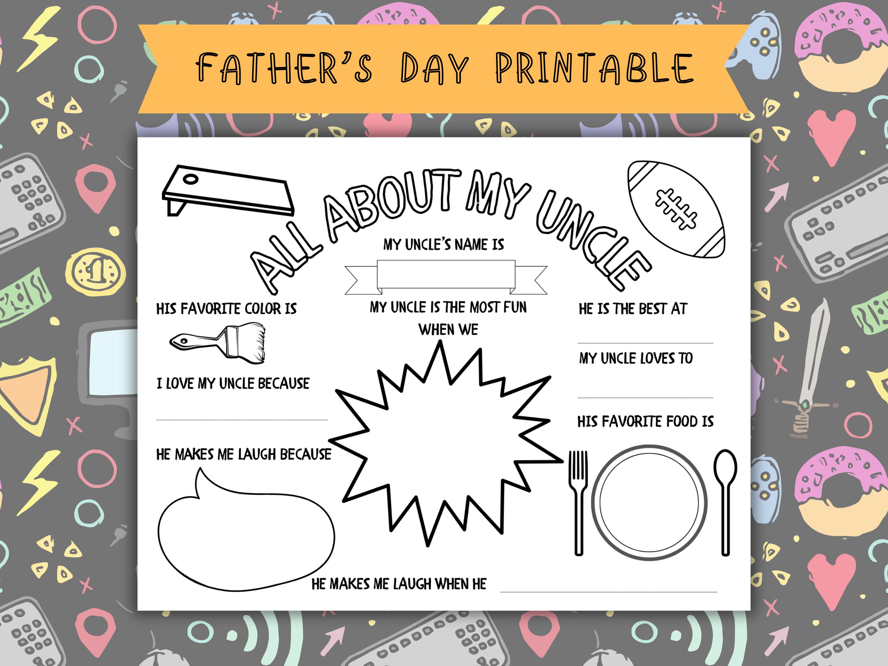 All About My Dad Printable | Father’s Day Gift From Kids | Grandpa ...