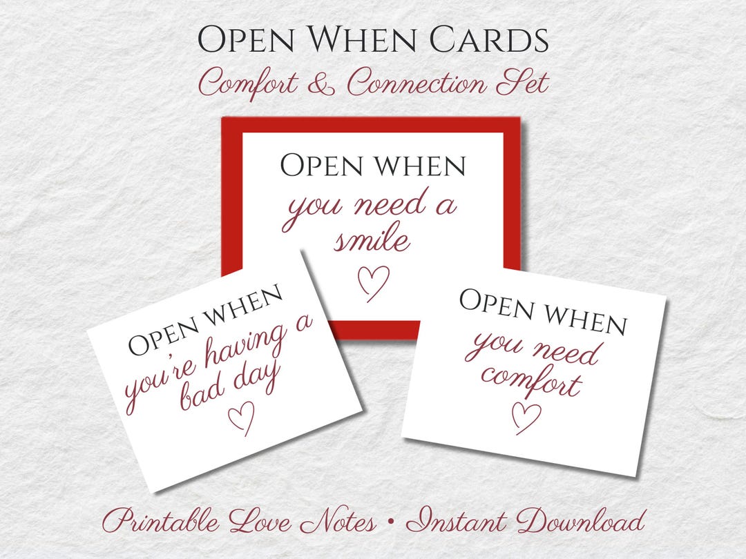 Open When Cards Printable for Comfort & Encouragement | 8 Love Notes ...