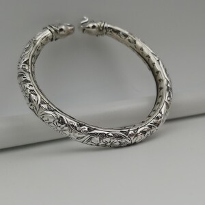 Beautiful Vintage Elephant Head Bangle, 925 Sterling Silver Tribal ...