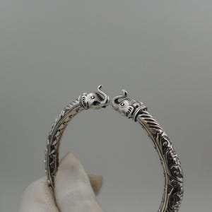 Beautiful Vintage Elephant Head Bangle, 925 Sterling Silver Tribal ...