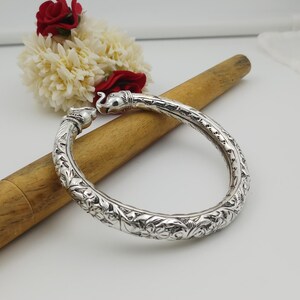 Beautiful Vintage Elephant Head Bangle, 925 Sterling Silver Tribal ...