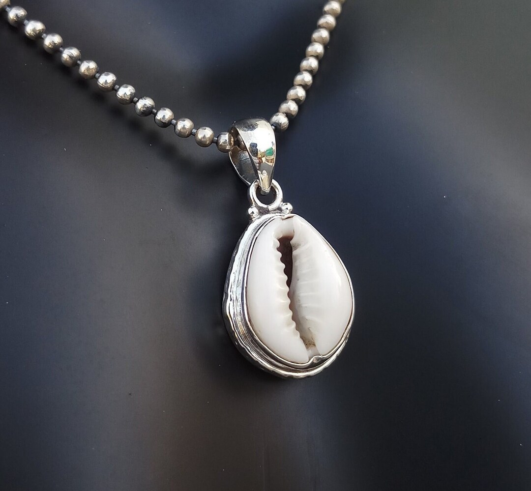 Cowrie Shell Pendant for Her Anniversary Gift, 925 Sterling Silver ...