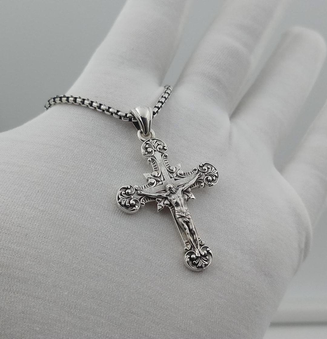 Jesus Christ Cross Pendant-silver Jesus Pendant Necklace-925 Sterling ...