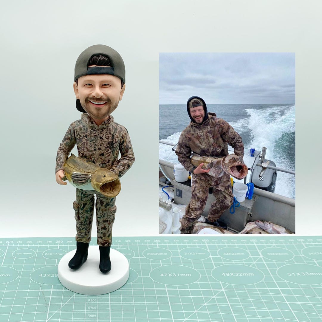 Custom Fishing Bobblehead, Personalized Fisherman Bobbleheads, Fishing ...