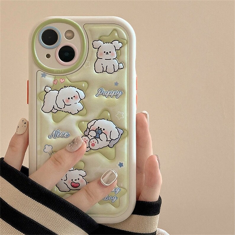 Cartoon Dog Iphone Case Cute White Dog Phone Case Kawaii - Etsy