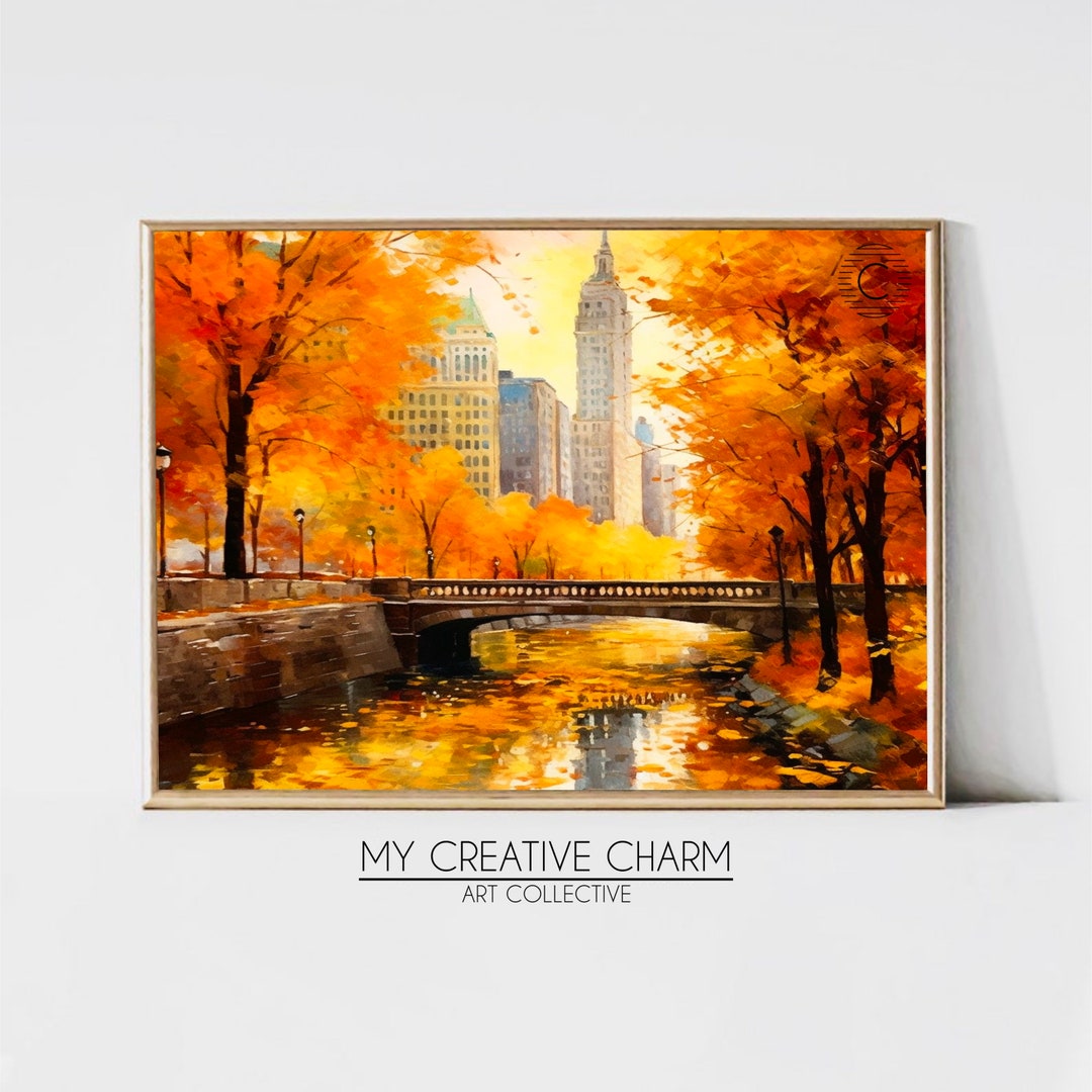 Autumn in New York Watercolors Painting | Fall Home Decor | Instant ...