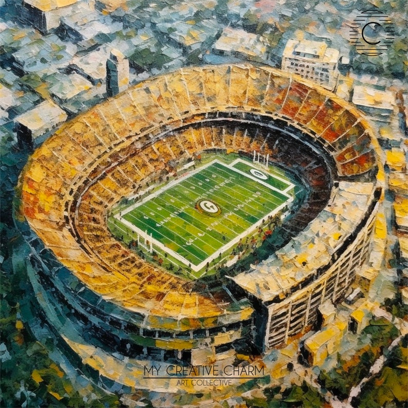 Iconic Football Stadium Oil Paint Print Game Room Decor Instant Digital ...