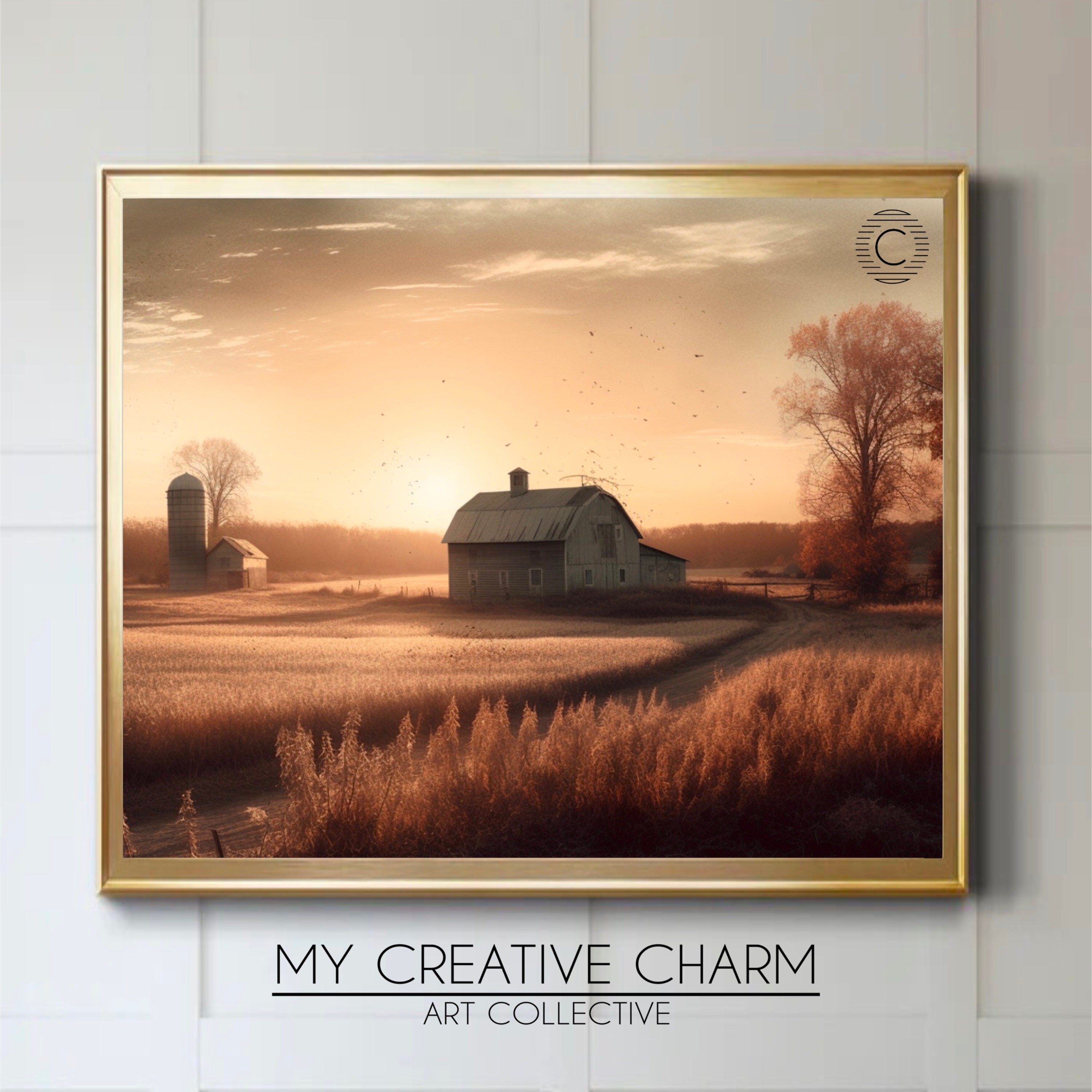 Serene Rustic Country Barn Sunset Print Instant Art Print Art Digital ...