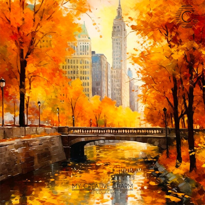 Autumn in New York Watercolors Painting | Fall Home Decor | Instant ...