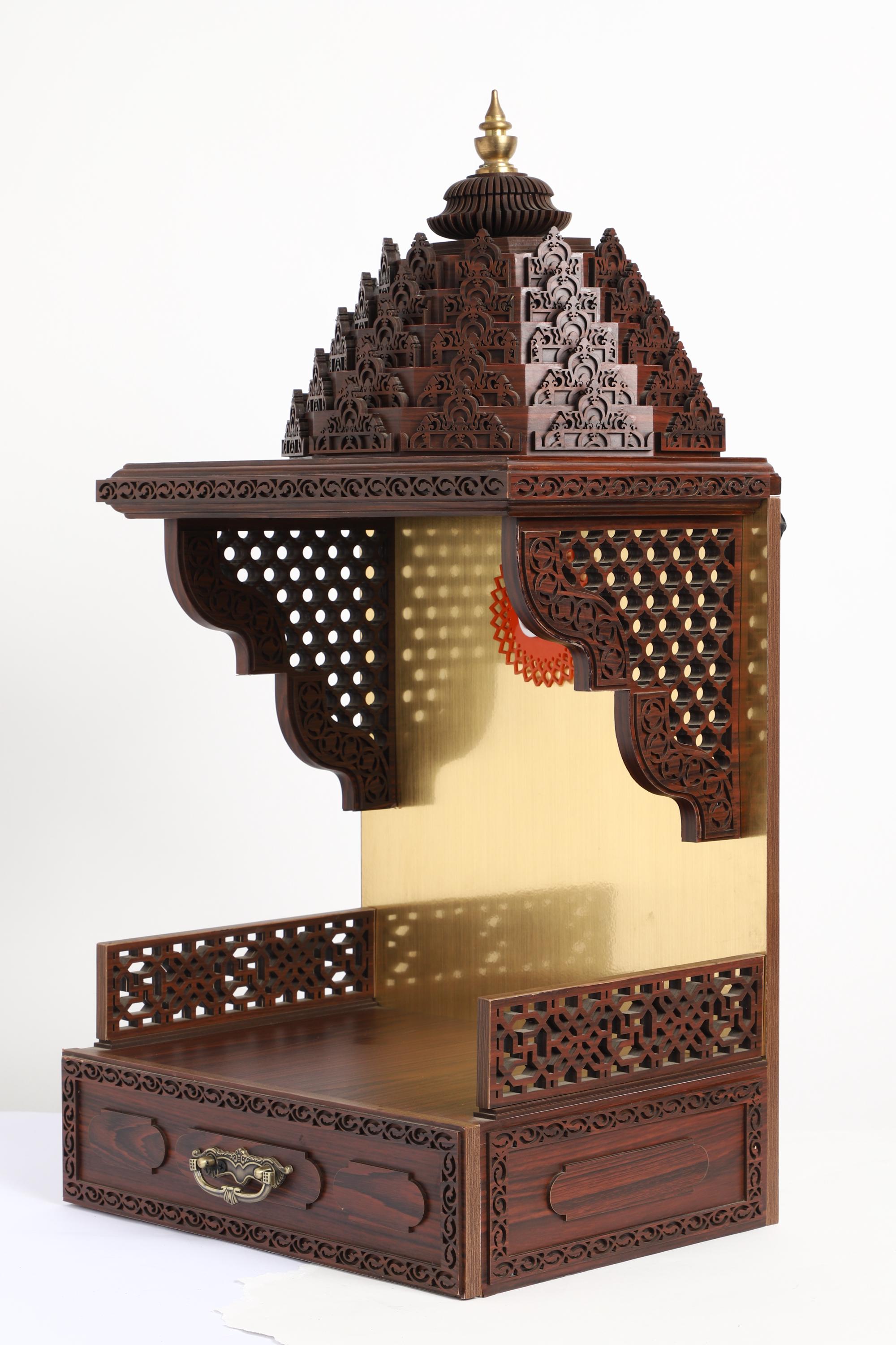 Wall-mounted Temple With LED Lighting Brown Laser-cut Design Customized ...
