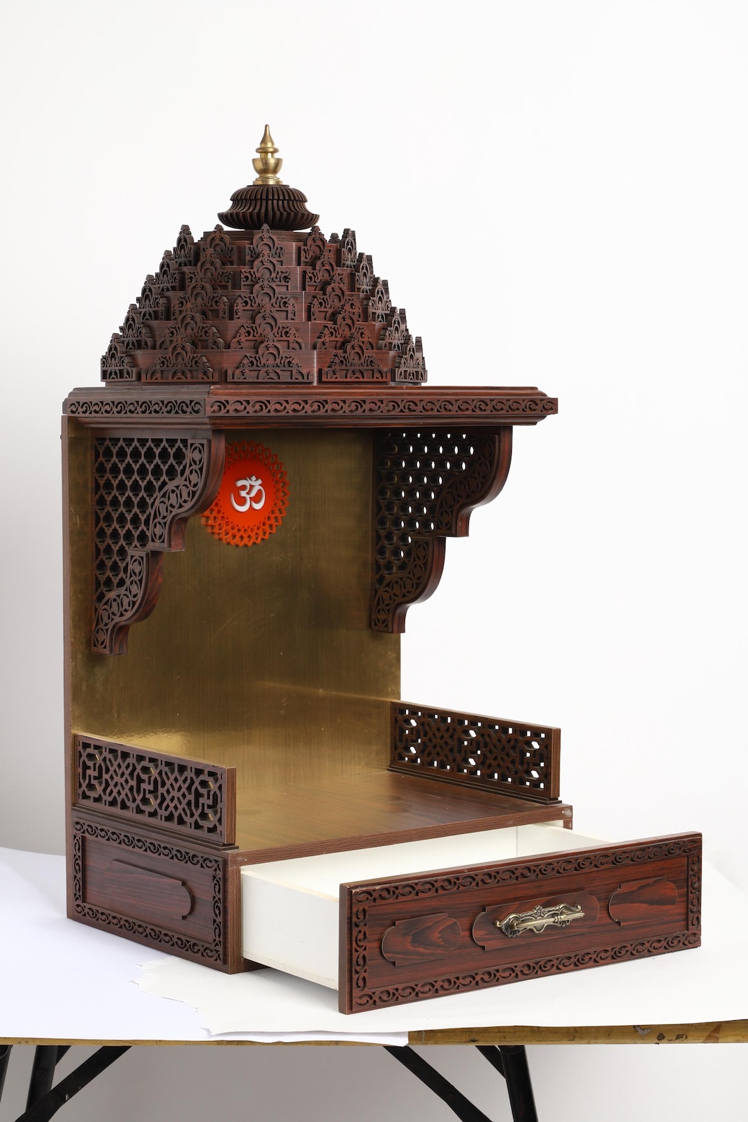 Wall-mounted Temple With LED Lighting Brown Laser-cut Design Customized ...