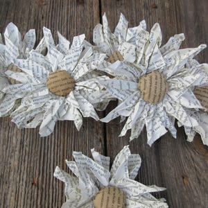 Handmade Primitive Book Page Sunflower Bowl Filler Christmas Ornament ...