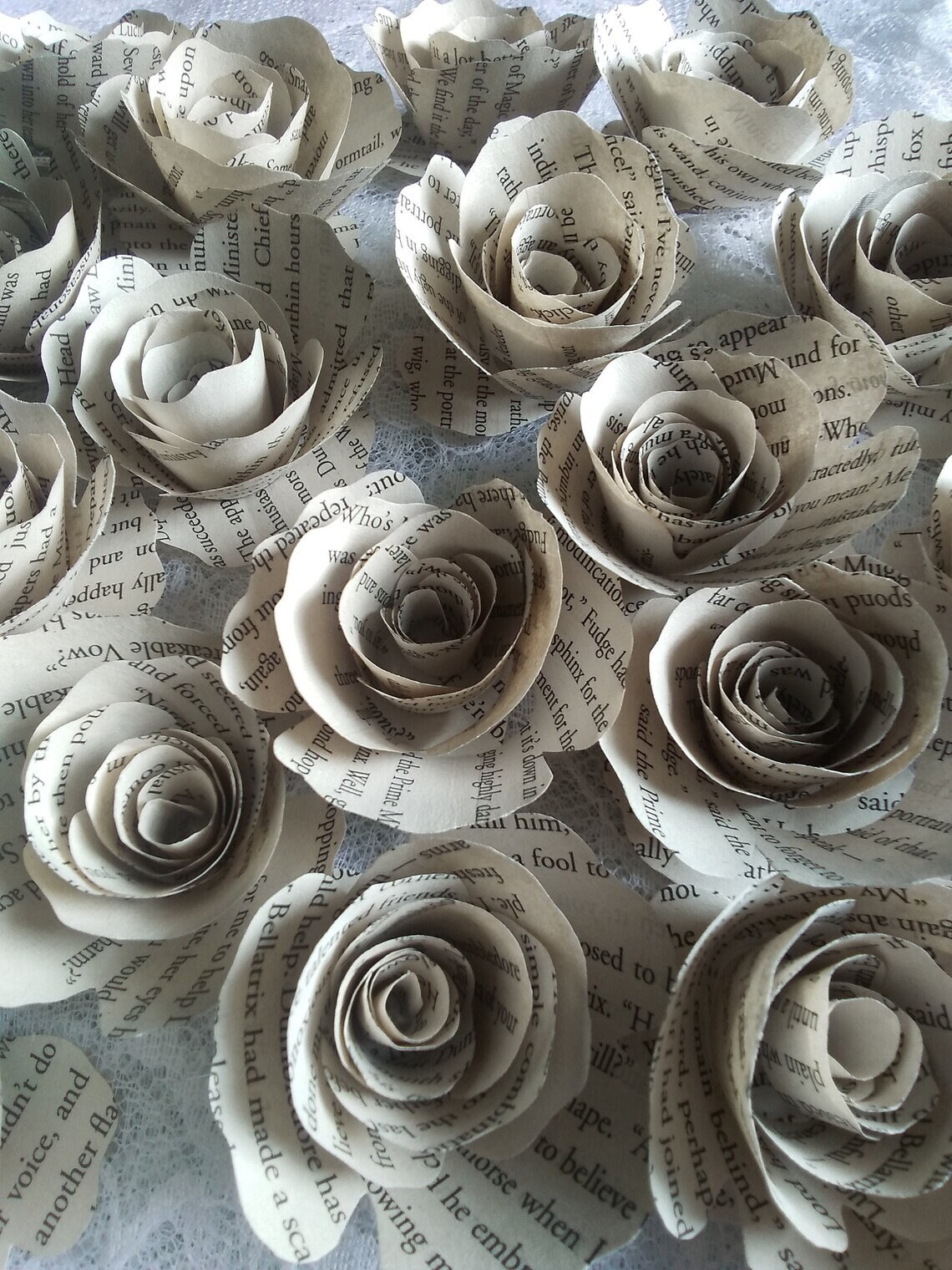 2 Dozen Book Page Flowers 24 Paper Roses No Stems Alice in - Etsy