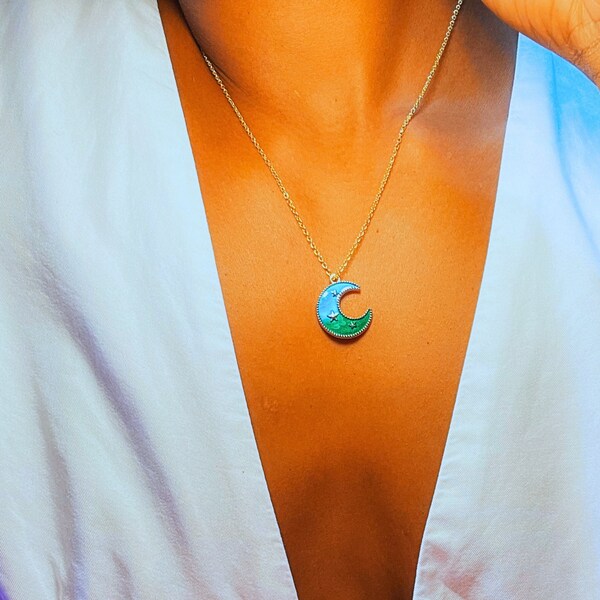 Blue Moon Necklace - Etsy