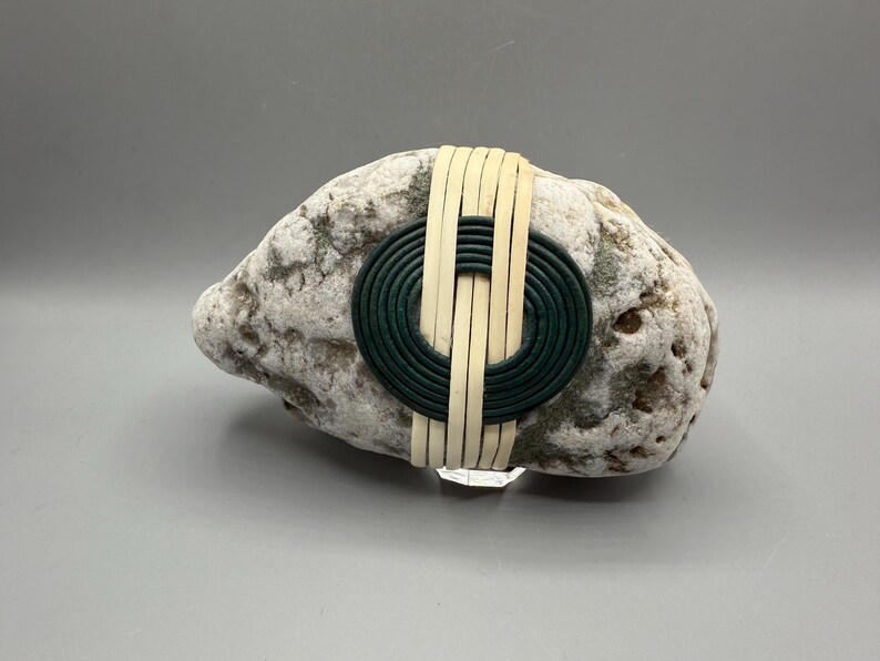 Handmade Wrapped Beach Stone: Rustic Leather Cord Rock Art - Etsy
