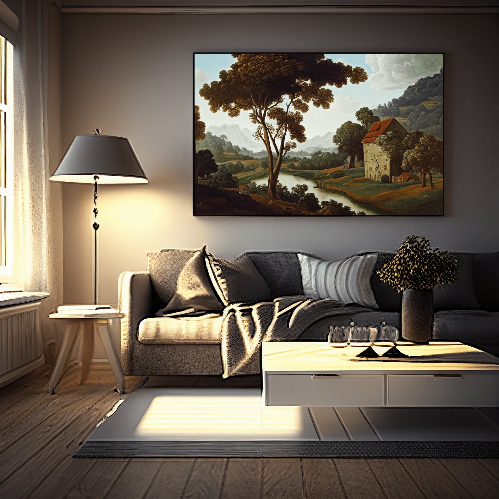 Neoclassical Landscape Oil Painting - High-res Downloadable PNG File ...