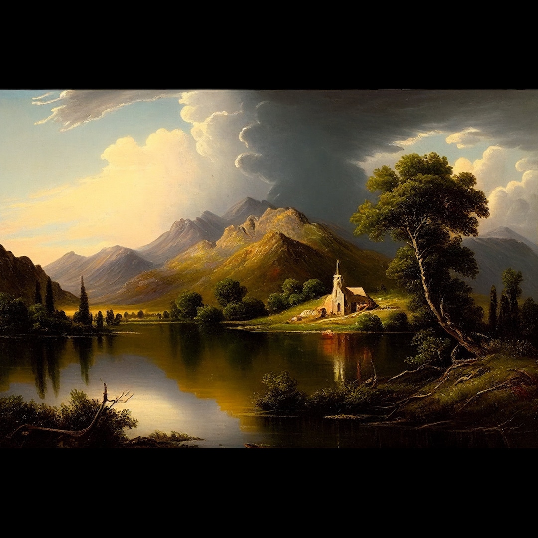 Neoclassical Landscape Oil Painting - High-res Downloadable PNG File ...