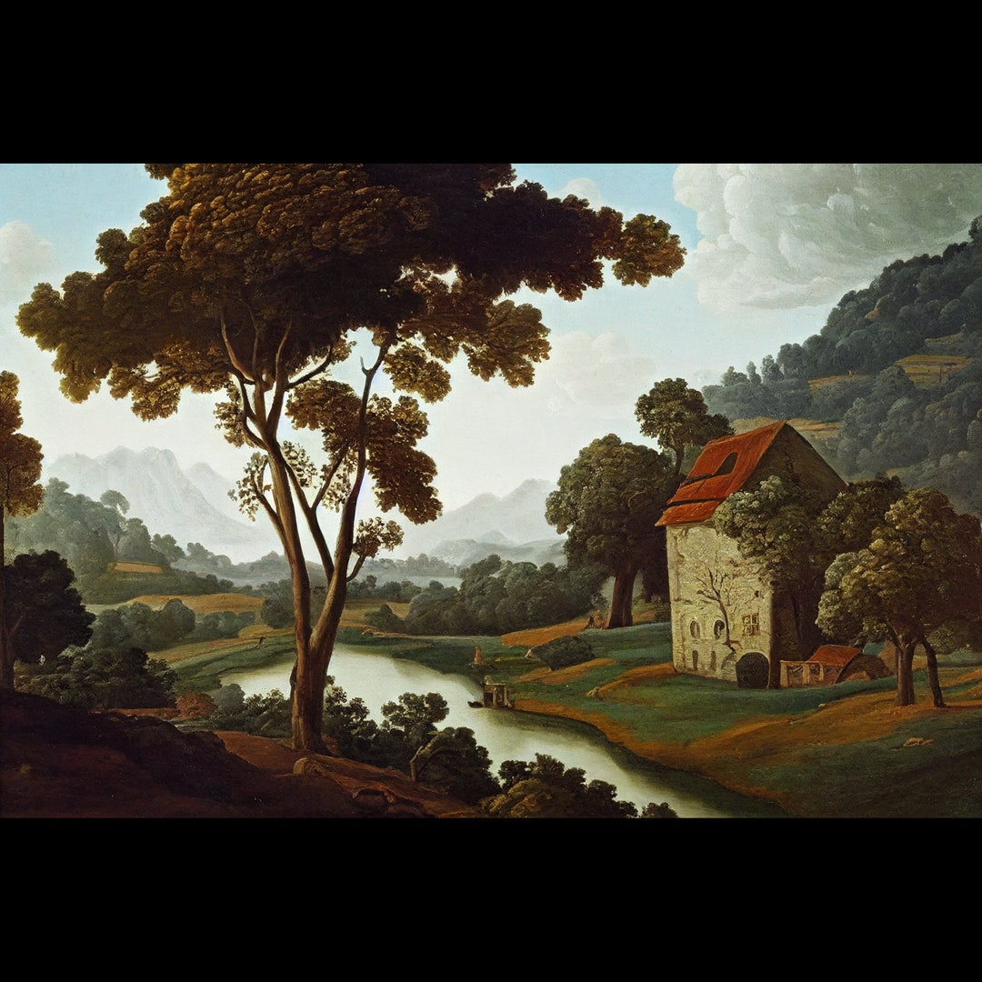 Neoclassical Landscape Oil Painting - High-res Downloadable PNG File ...