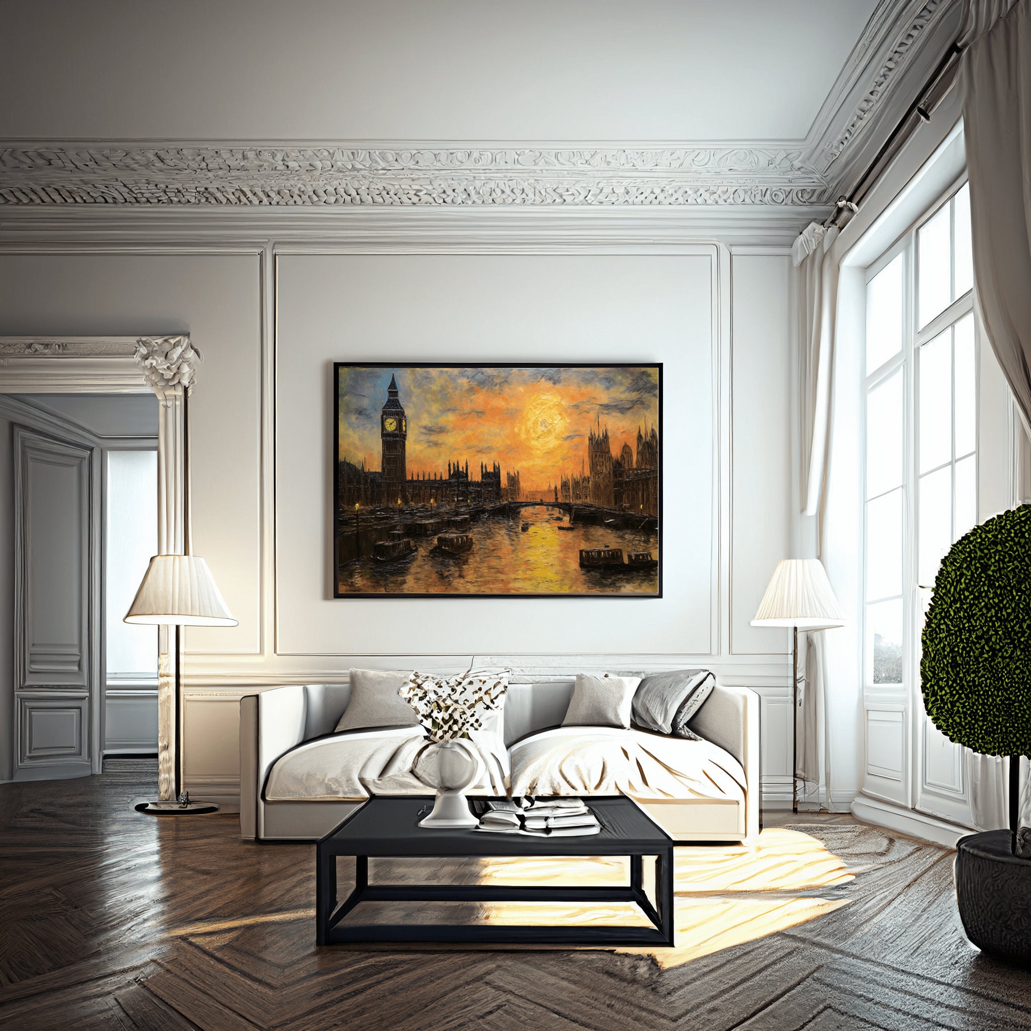 London Impressionist Painting Download - Monet Style, Big Ben, Thames ...
