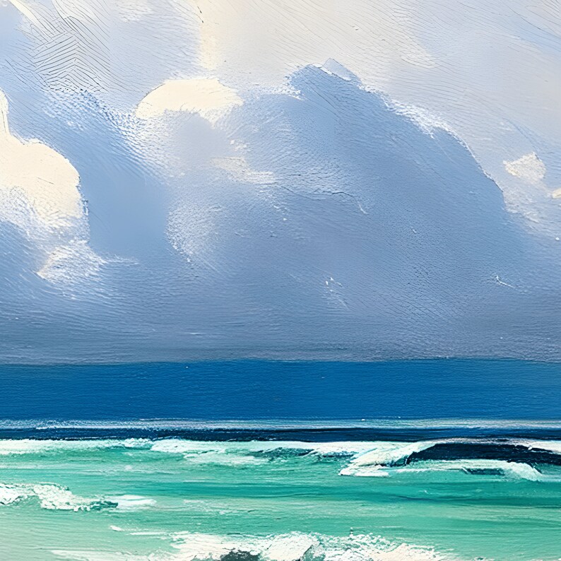 Digital Cloudy Beach Painting - Ai-generated Coastal Wall Art - Hi-res ...