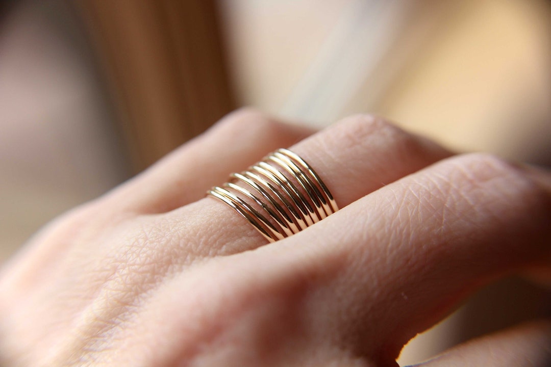 Thin Round Rose Gold Stackable Ring, 14k Gold Filled, Stacking Ring ...