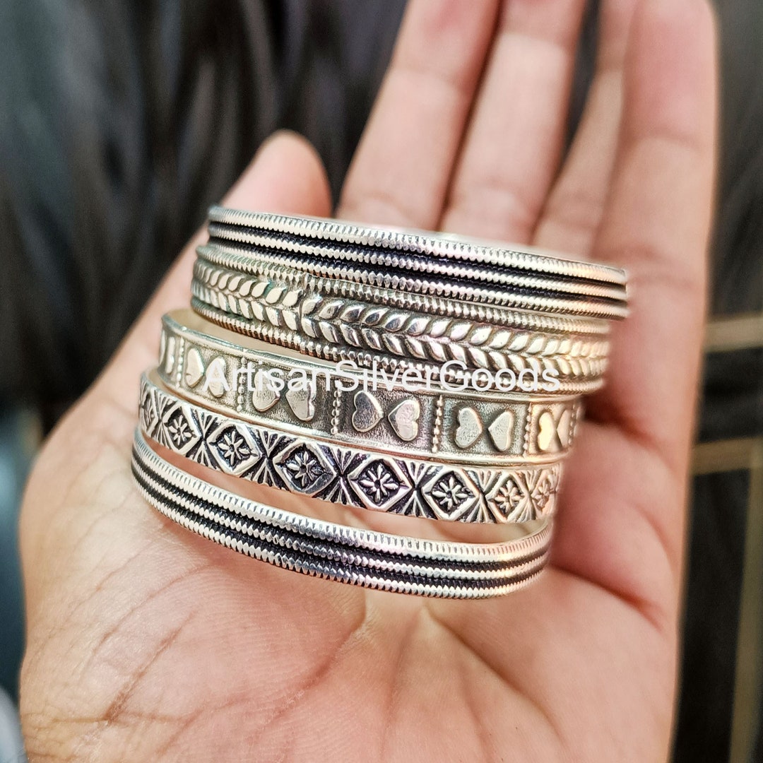 925 Silver Bangle Set of 5 Bangle Silver Bangle Handmade Bangle Women ...