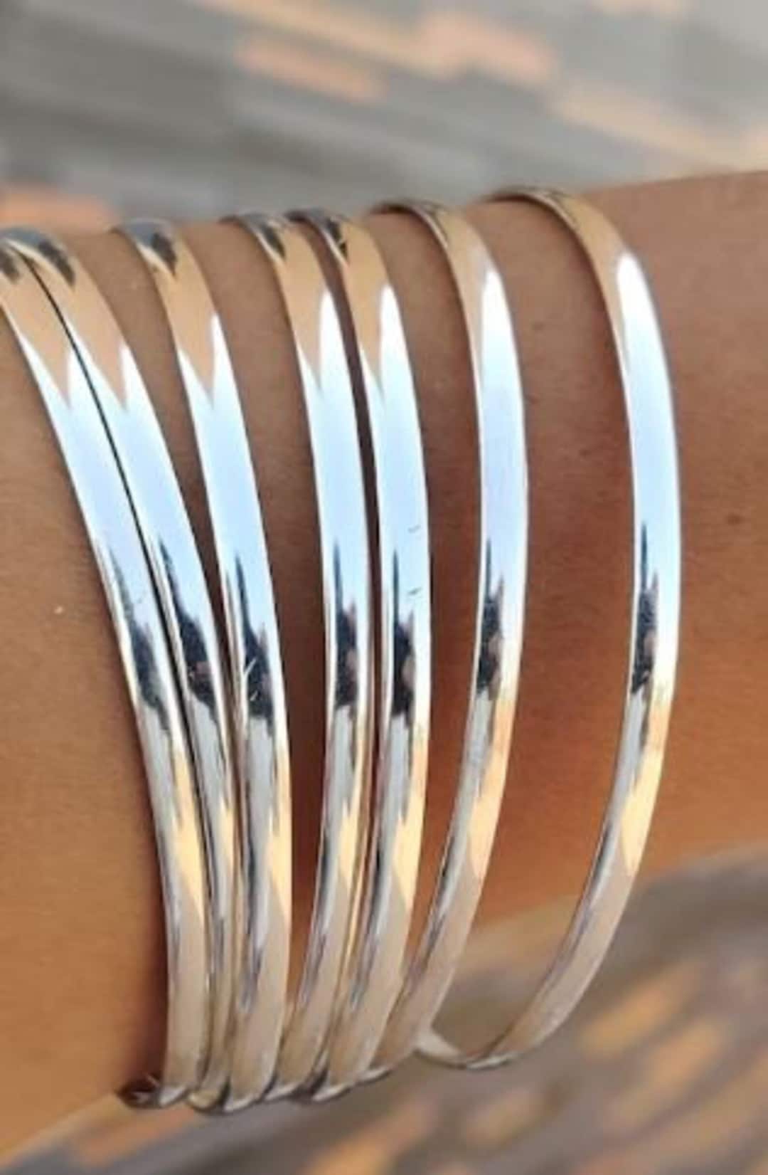 Beautiful Set of 7 Bangles, Stacking Bangles, Gift for Women, Silver ...