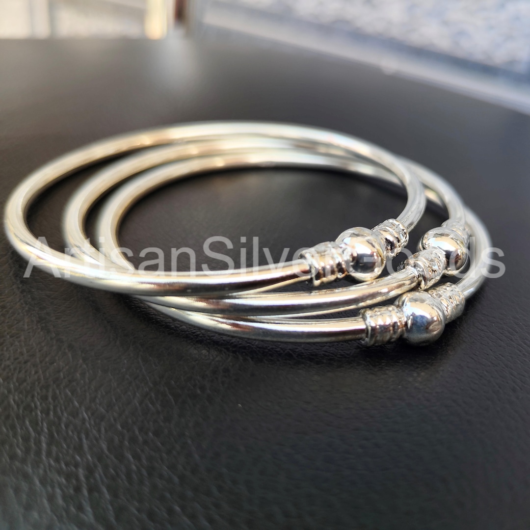 Set of 3 Bangles, 925 Sterling Silver Bangle, Stacking Bangle ...