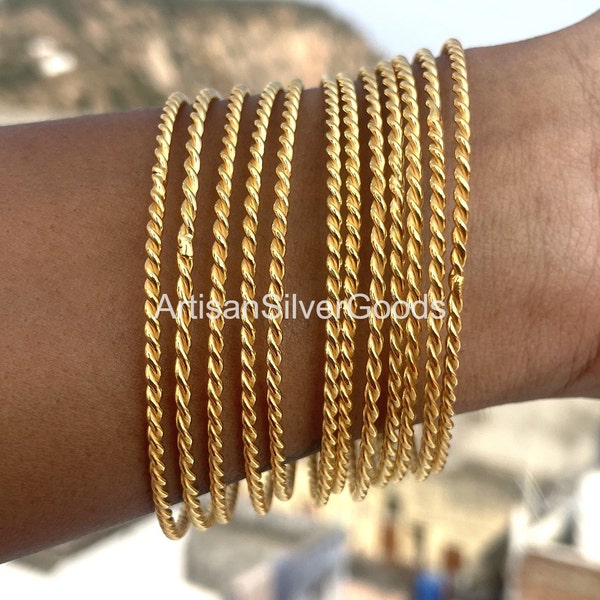 Gold Bangles 14k - Etsy