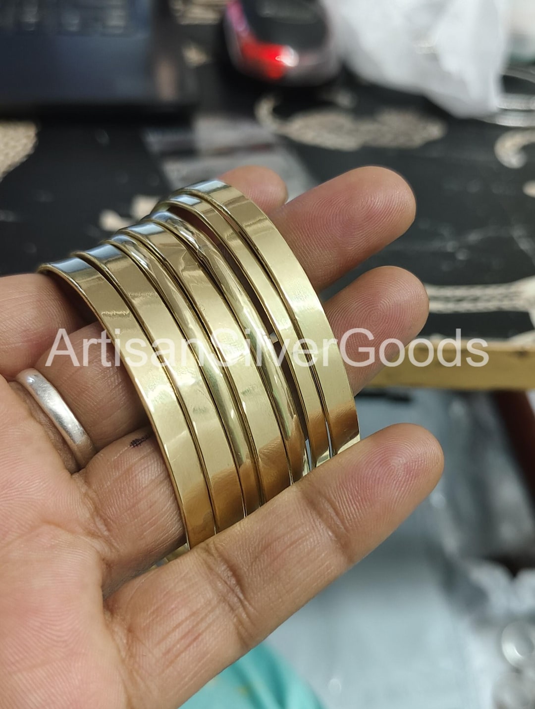 Plain Brass Bangle, 7 Day Bangles, Stackable Bangle Bracelets for Women ...