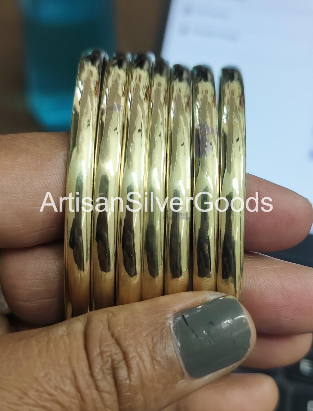 Plain Brass Bangle, 7 Day Bangles, Stackable Bangle Bracelets for Women ...