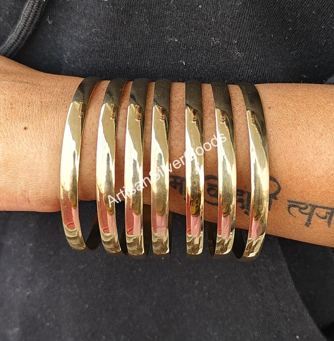 Plain Brass Bangle, 7 Day Bangles, Stackable Bangle Bracelets for Women ...