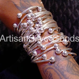 Thick West Indian Bangles, Set of 9 Bangles, 10mm Ball Silver Bangles ...