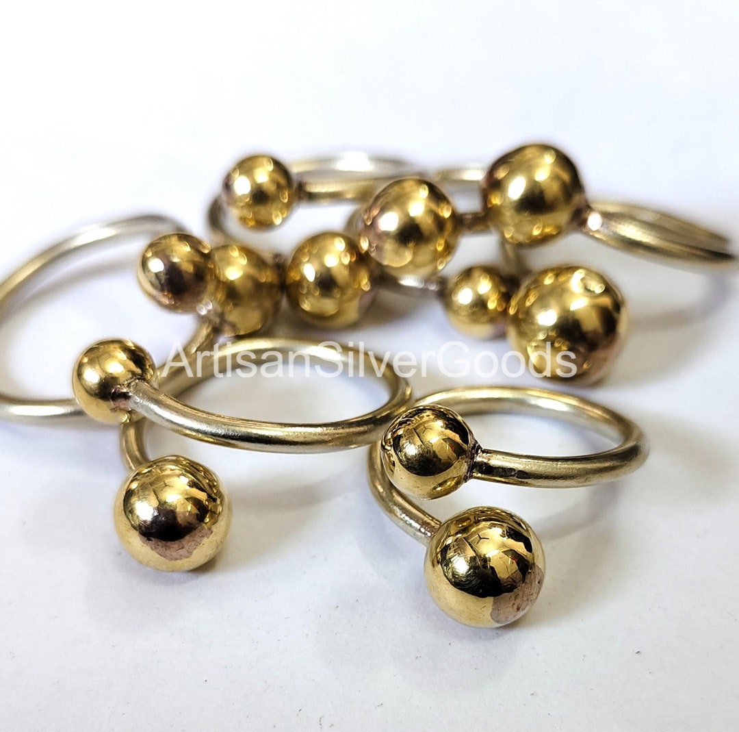 Brass Beads Ring, 6x10 Mm Beads Rings, Ball Charm Ring Bead Women ...