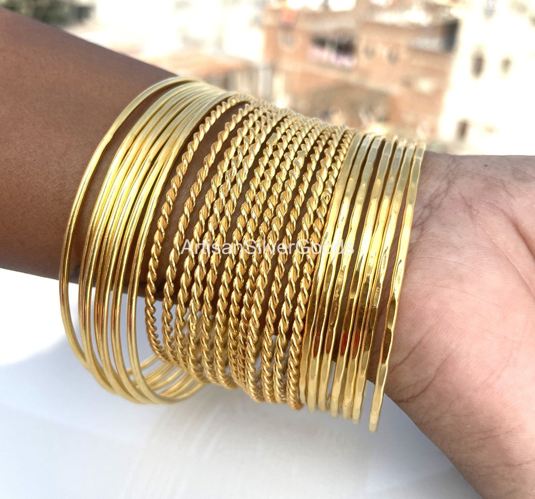 Set of 12 Bangles 14kt Gold Filled Bangles Stackable Bangle Bracelets ...