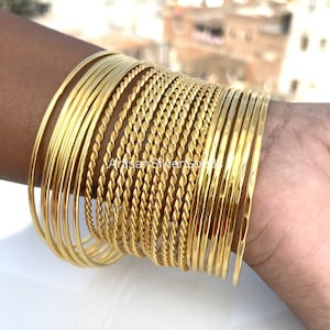 Set of 12 Bangles 14kt Gold Filled Bangles Stackable Bangle Bracelets ...