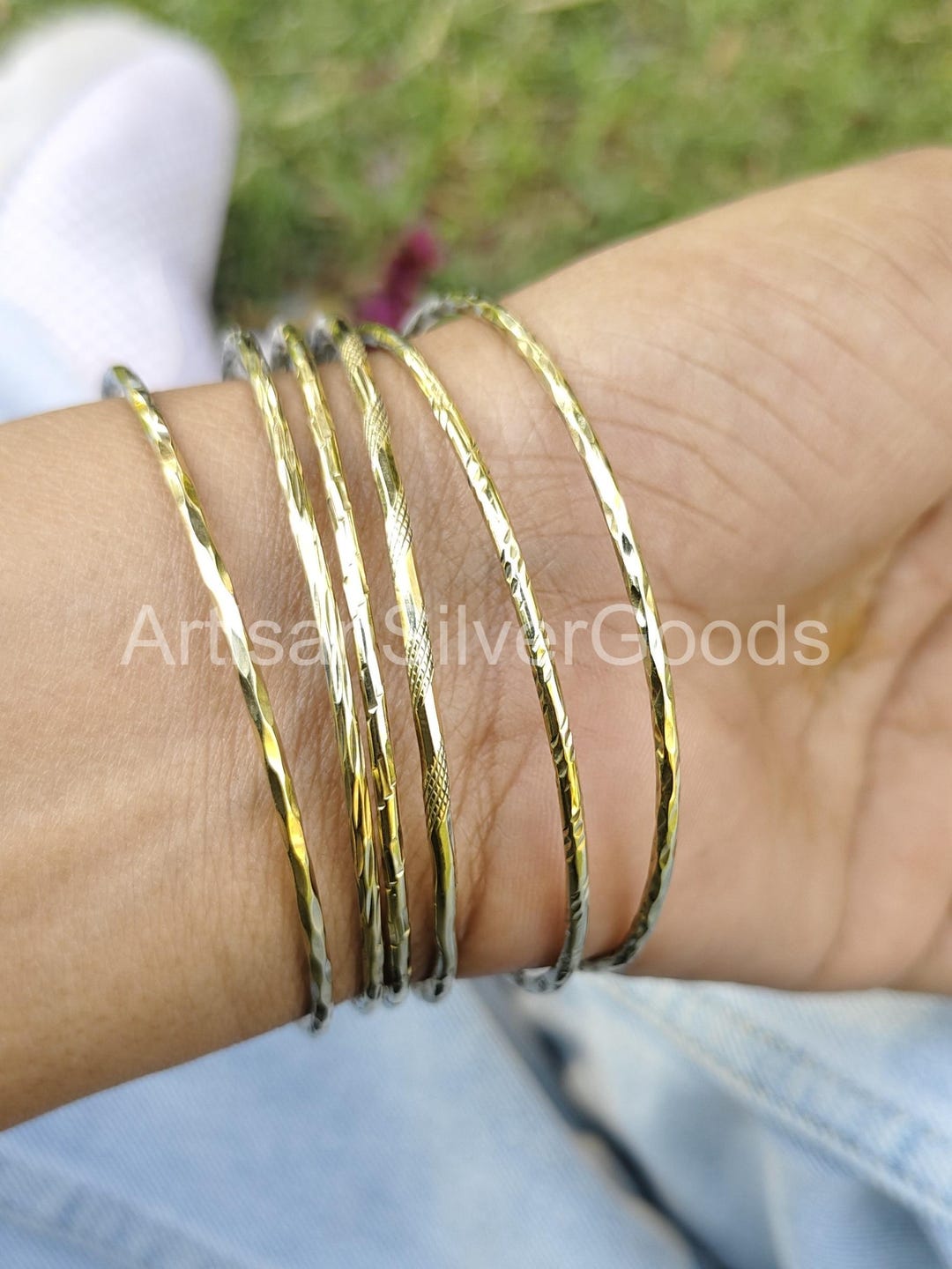 6 Set of Bangles, Handmade Brass Bangle, Solid Brass Bracelet, Stackable Bangle Bracelets for ...