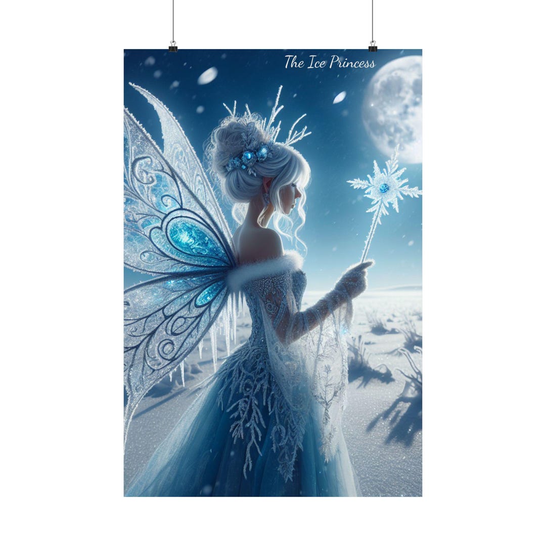 Fantasy Winter Fairy Matte Vertical Poster, Sparkling Art Print ...