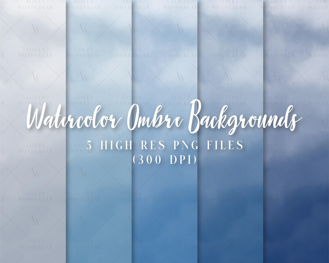 Watercolor Watercolor Blue Ombre Background Papers - Etsy