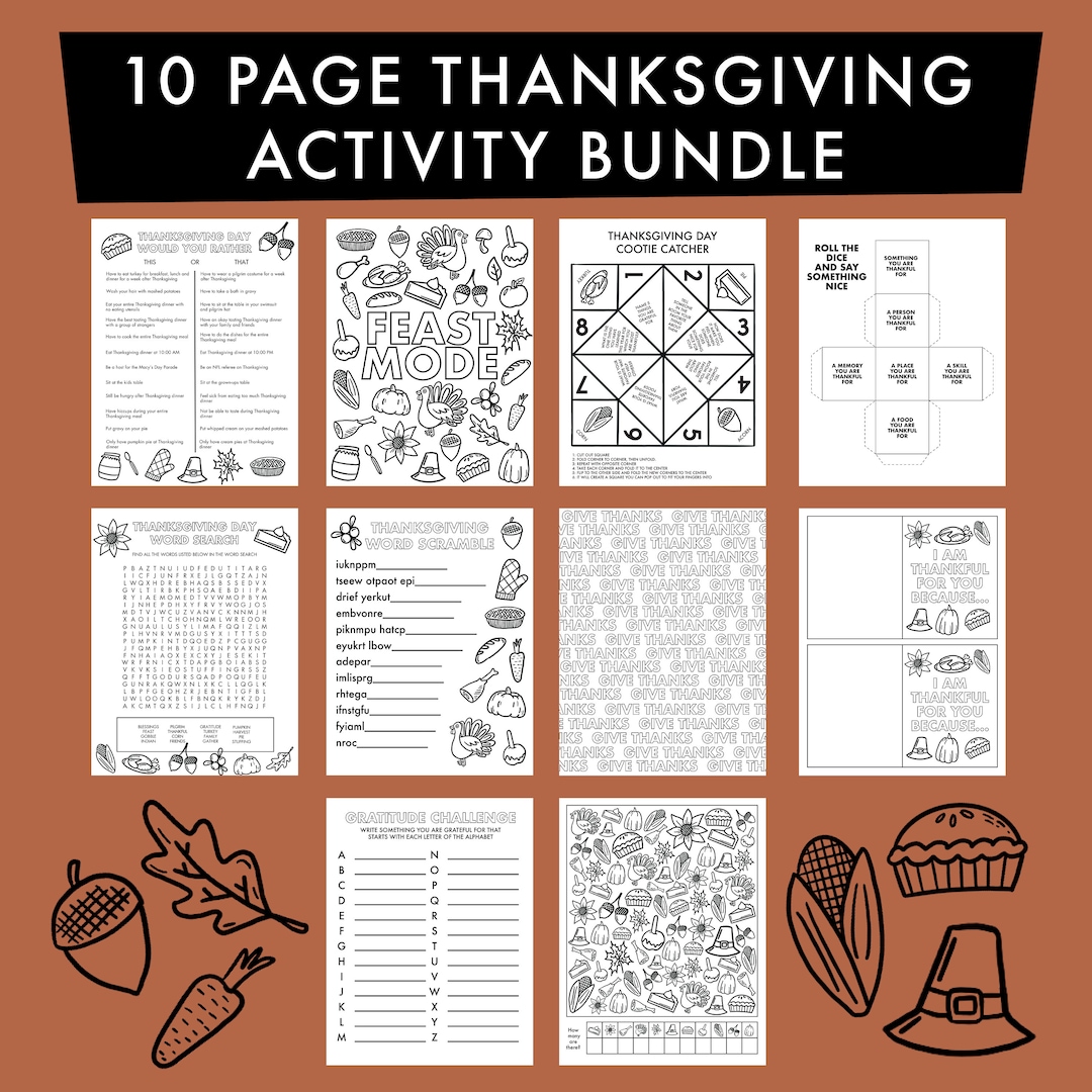 Thanksgiving Printable Games Thanksgiving Games Bundle Thanksgiving ...