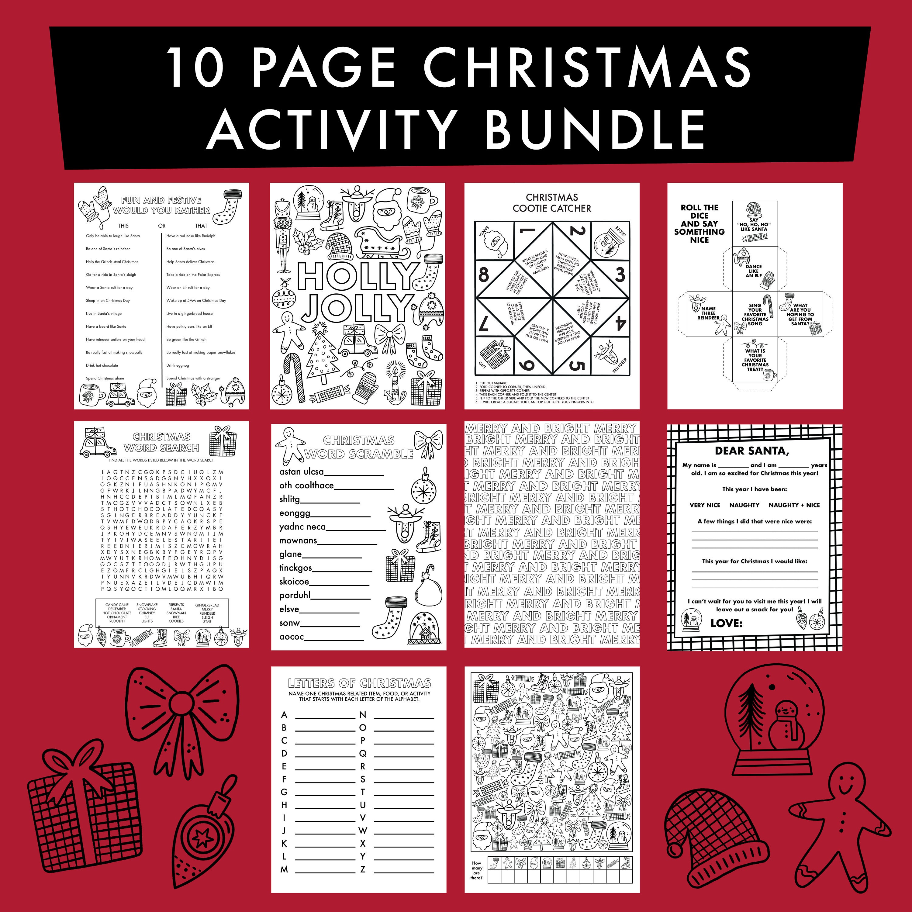 Christmas Printable Games Christmas Games Bundle Christmas Kids Games ...