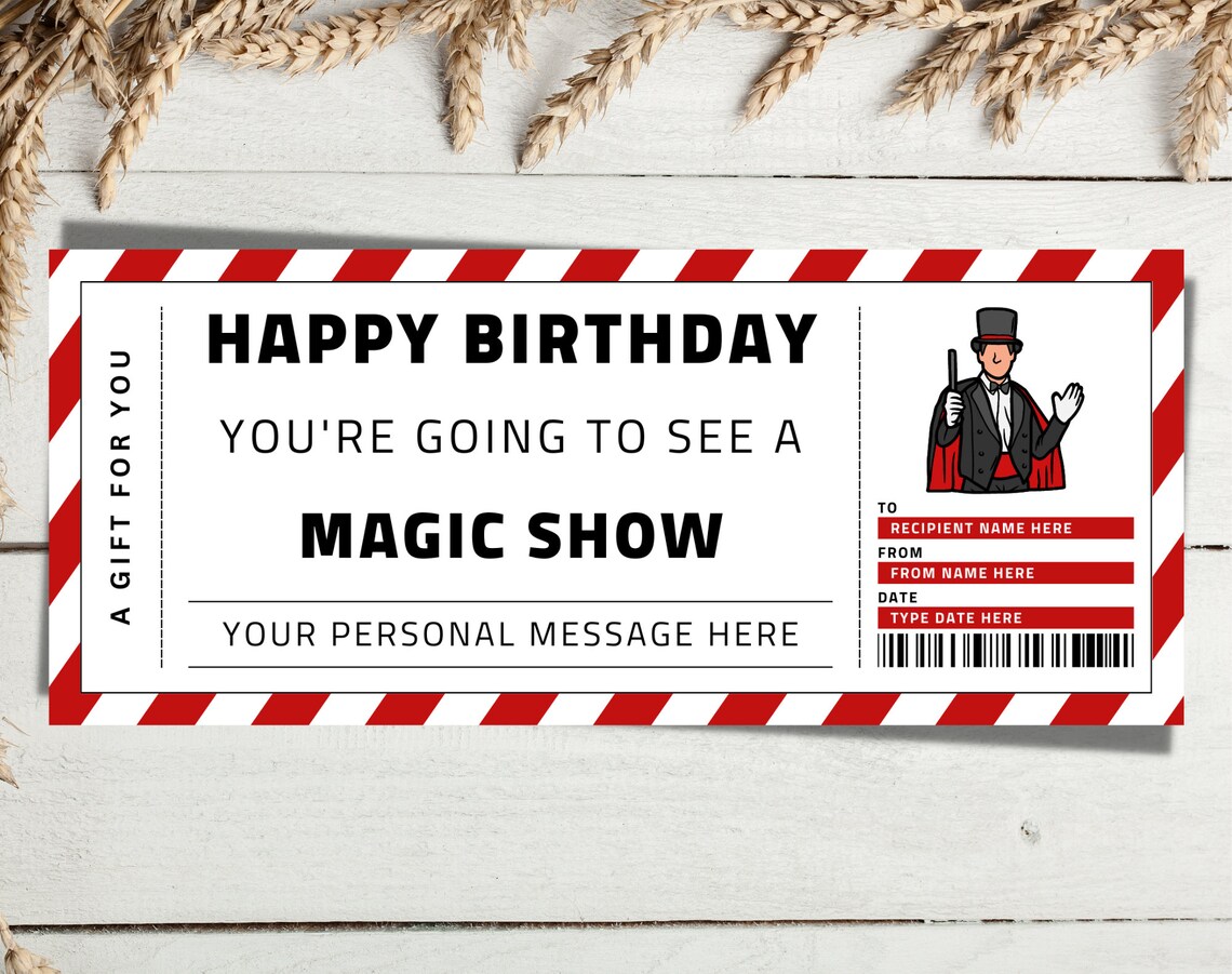 Printable Birthday Magic Show Ticket Voucher Template - Etsy
