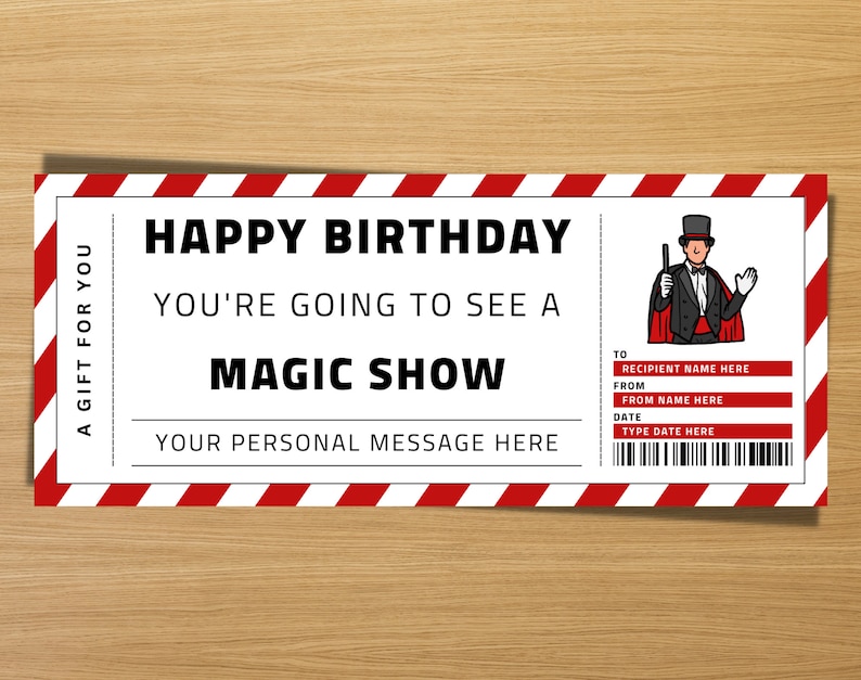 Printable Birthday Magic Show Ticket Voucher Template - Etsy