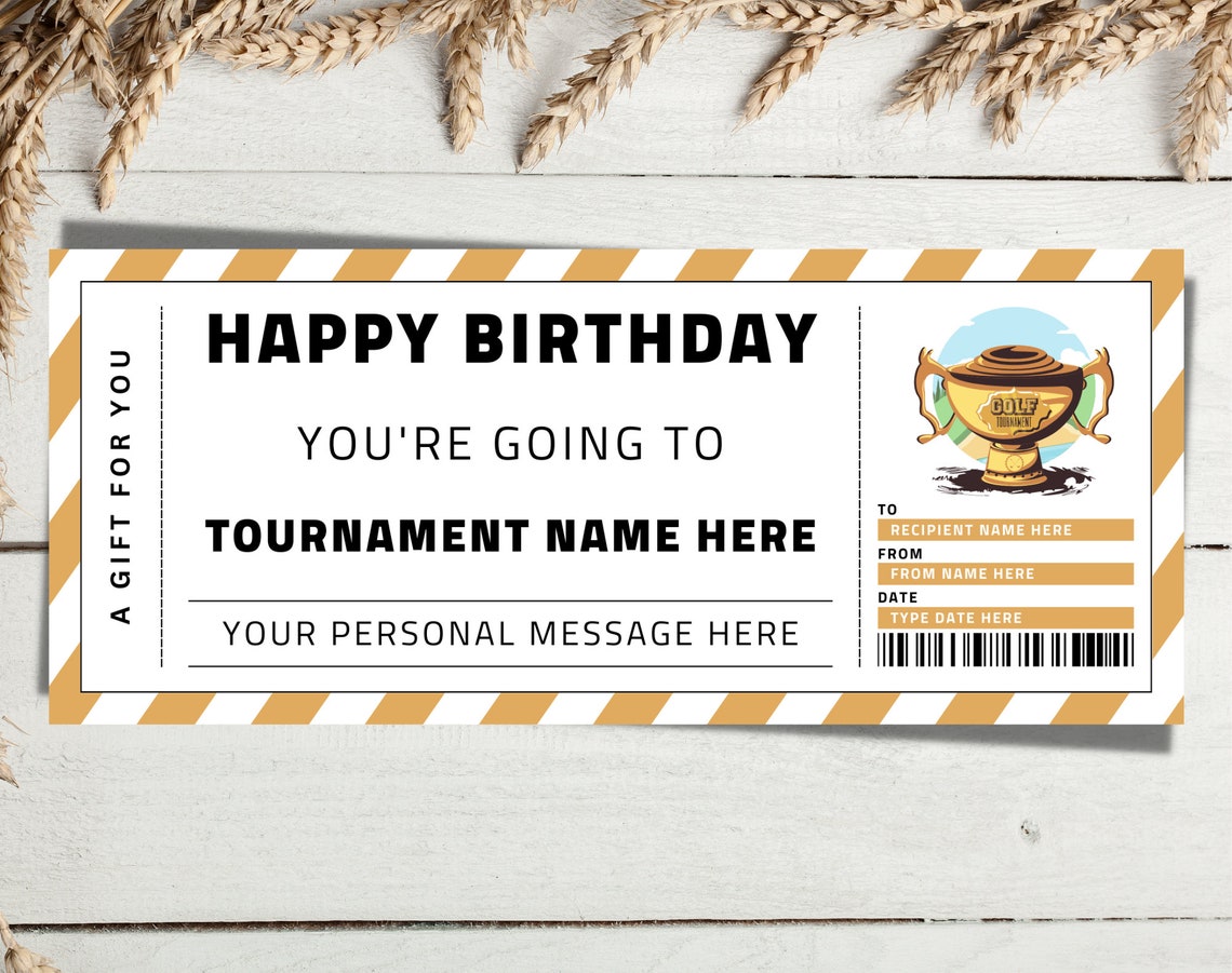 Printable Birthday Golf Ticket Voucher Template Surprise Golf - Etsy
