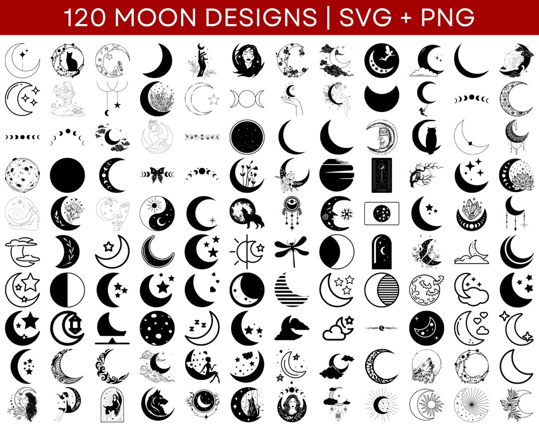 Moon SVG Bundle Moon PNG Moon Clipart Moon SVG Cut Files - Etsy UK