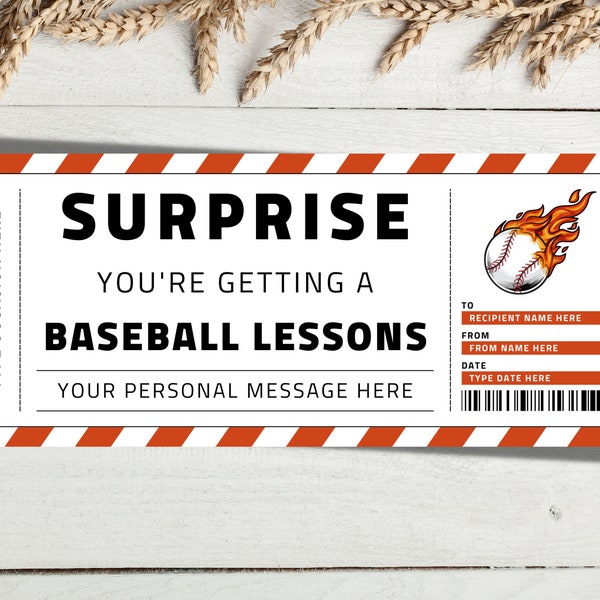 Baseball Lessons Gift Certificate - Etsy