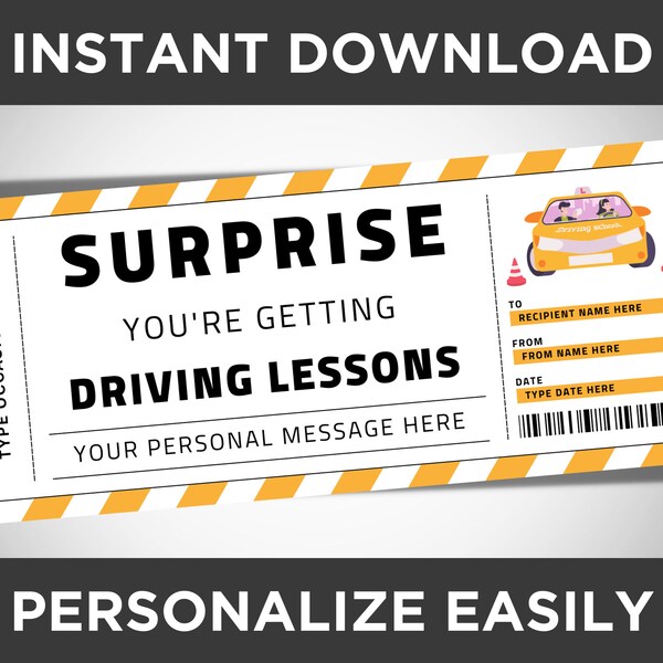 Driving Lesson Certificate Printable - Etsy