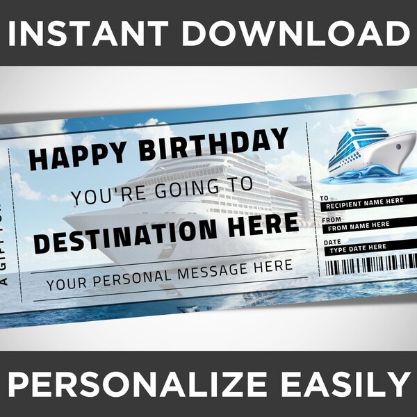 Cruise Ticket Template Birthday - Etsy